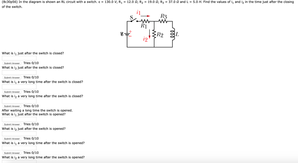 Solved (8c30p56) In the diagram is shown an RL circuit with | Chegg.com