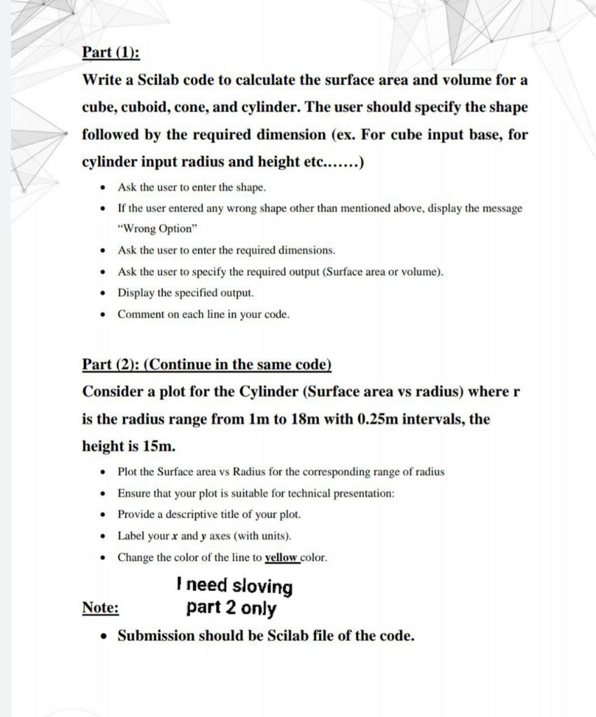 Solved Part (1): Write a Scilab code to calculate the | Chegg.com