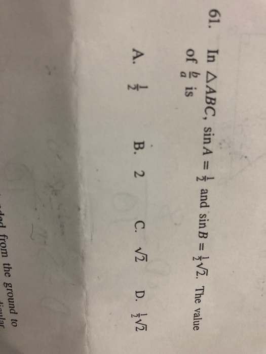 Solved 53. In ABC, a= 6, b = 12, and m =60. What is the | Chegg.com