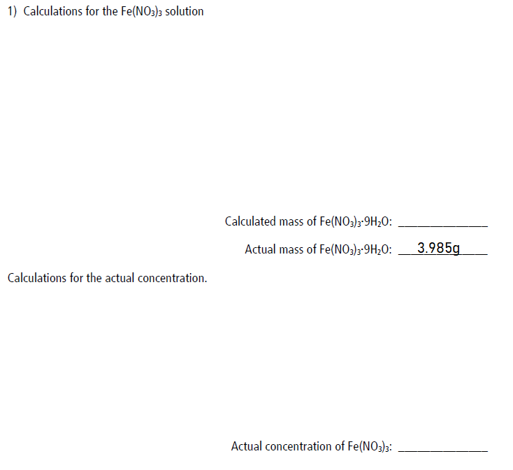 Solved 1. Prepare an acidic solution of 0.200 M Fe(NO3)3 | Chegg.com