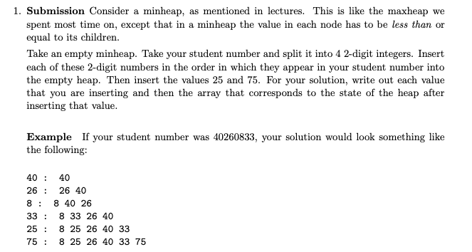 Solved 1 Submission Consider A Minheap As Mentioned In