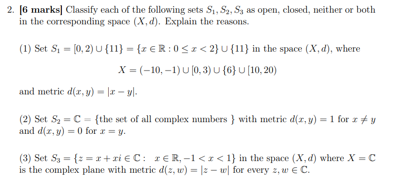 Solved 2. [6 marks] Classify each of the following sets S1, | Chegg.com