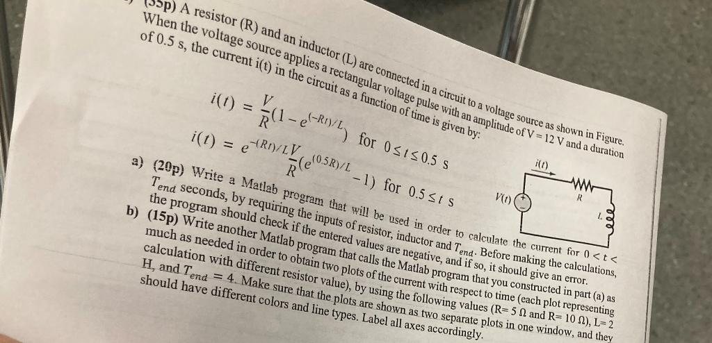Solved a) (20p) Write a Matlab program that R−(Rf)L | Chegg.com