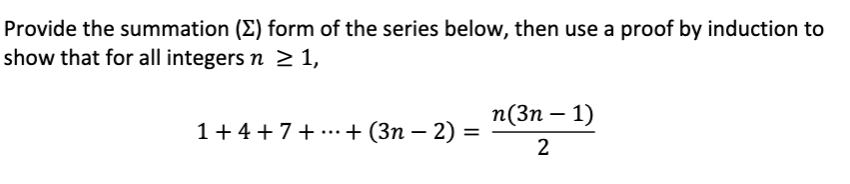 Solved Provide the summation (E) form of the series below, | Chegg.com