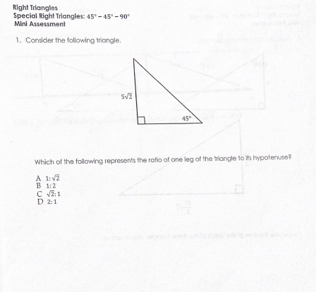 Solved Right Triangles Special Right Triangles: 45°-45°-90° | Chegg.com