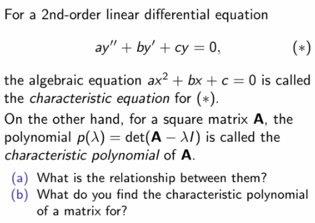 Solved For a 2nd-order linear differential equation ay'' + | Chegg.com