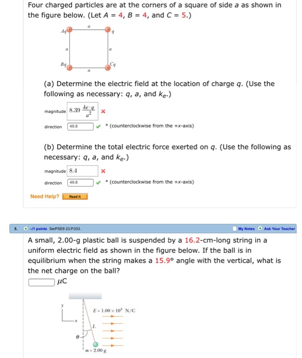 Solved Four charged particles are at the corners of a square | Chegg.com