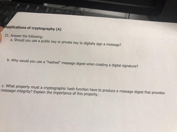 Solved pplications of cryptography (A) 21. Answer the | Chegg.com