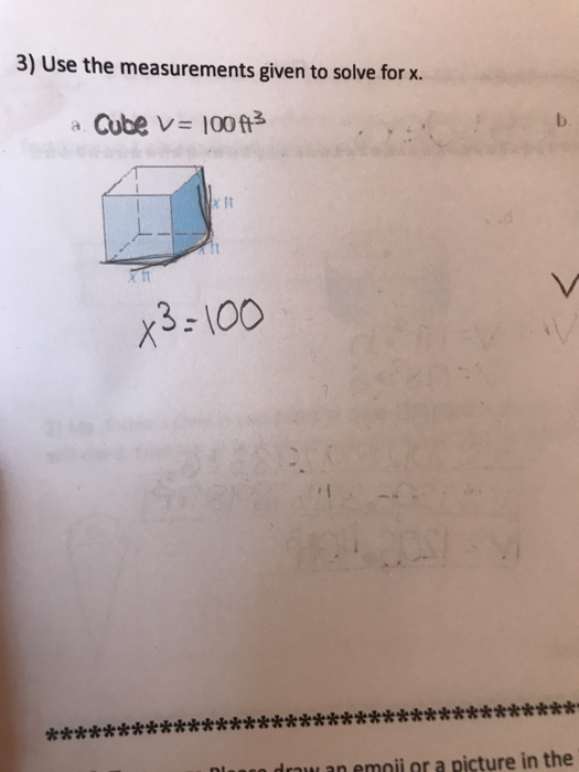 Solved 3) Use the measurements given to solve for x. a Cube | Chegg.com