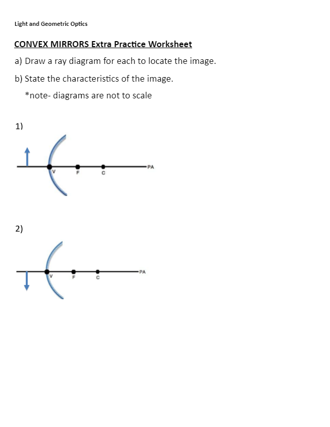 Solved Light and Geometric Optics CONCAVE MIRRORS Extra | Chegg.com