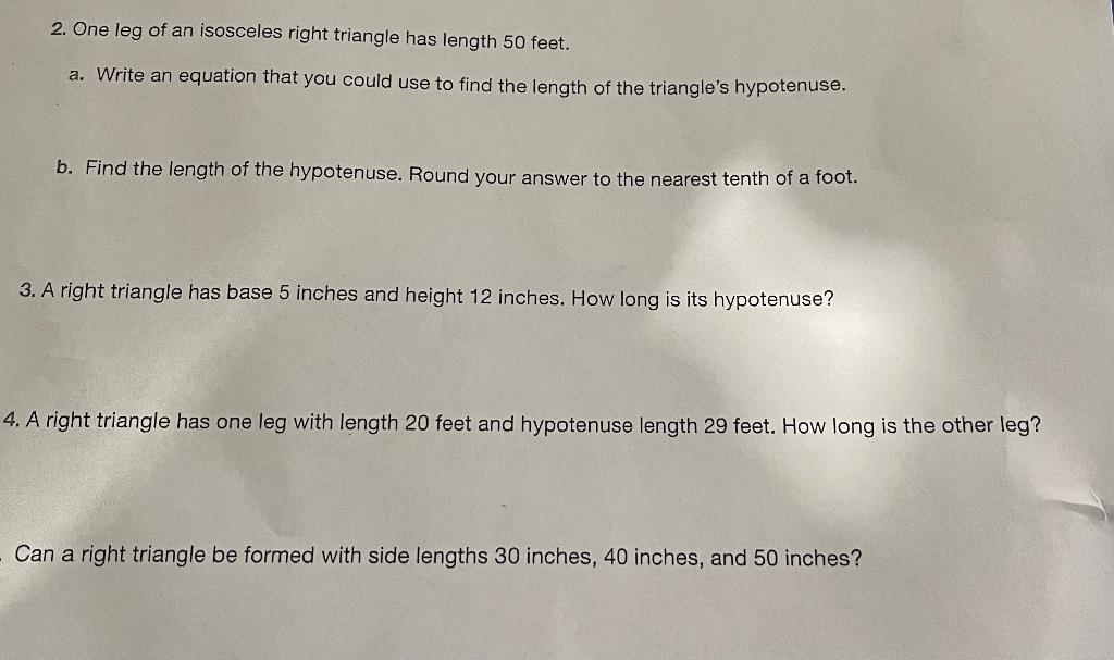 Solved 2 One Leg Of An Isosceles Right Triangle Has Length Chegg