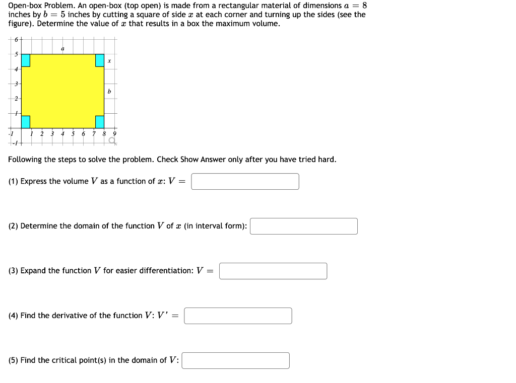 Solved Open-box Problem. An open-box (top open) is made from | Chegg.com