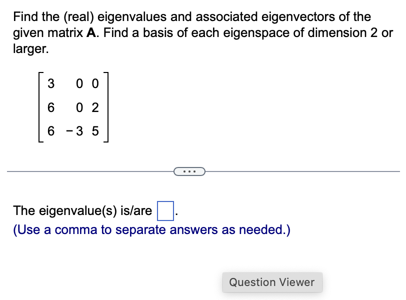 Solved Find the (real) ﻿eigenvalues and associated | Chegg.com