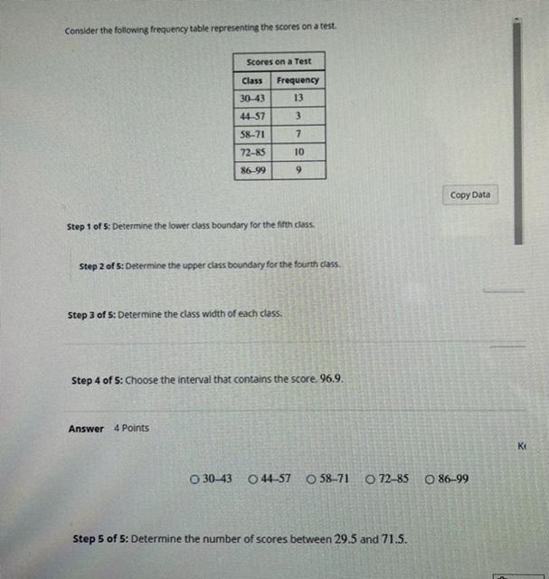 Solved Consider the following frequency table representing | Chegg.com
