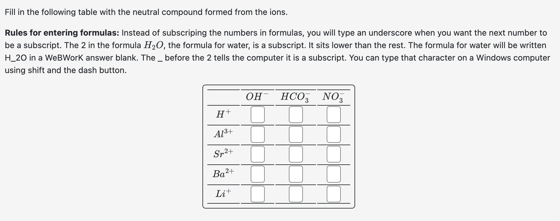 Solved Fill in the following table with the neutral compound | Chegg.com