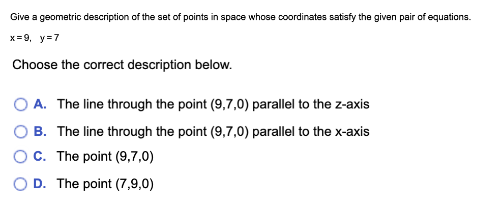 Solved Give a geometric description of the set of points in | Chegg.com
