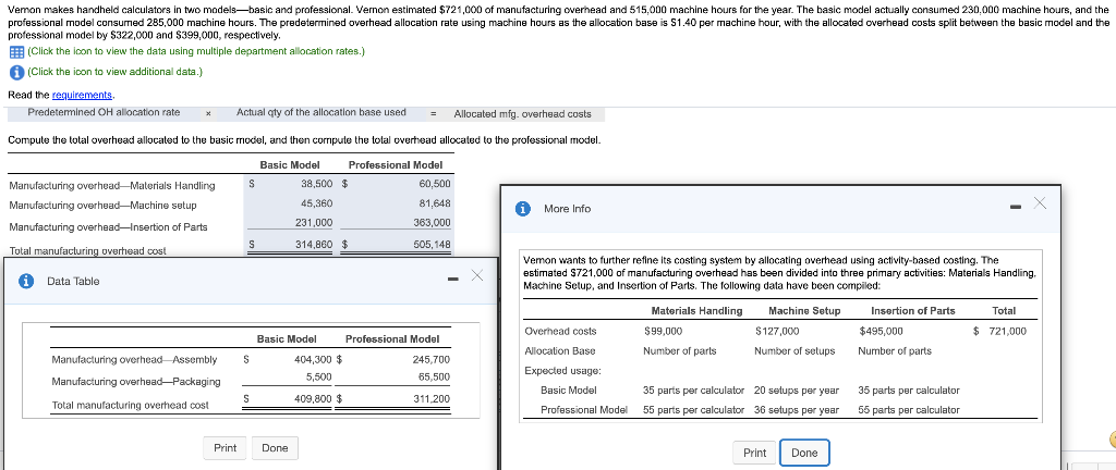 Solved Vemon makes handheld calculators in two models—basic | Chegg.com
