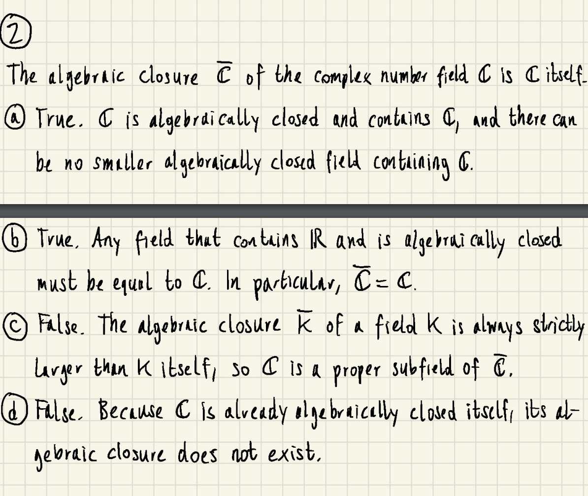 Solved (2 The algebraic closure Ĉ of the complex number | Chegg.com