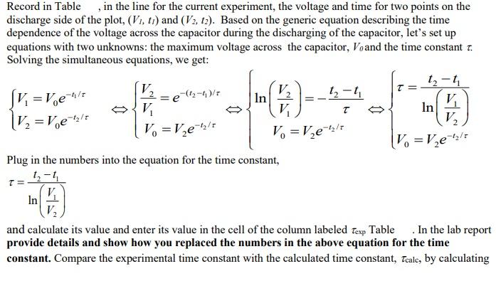 Calculate the theoretical value of the time constant | Chegg.com