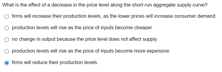 Solved What is the effect of a decrease in the price level | Chegg.com