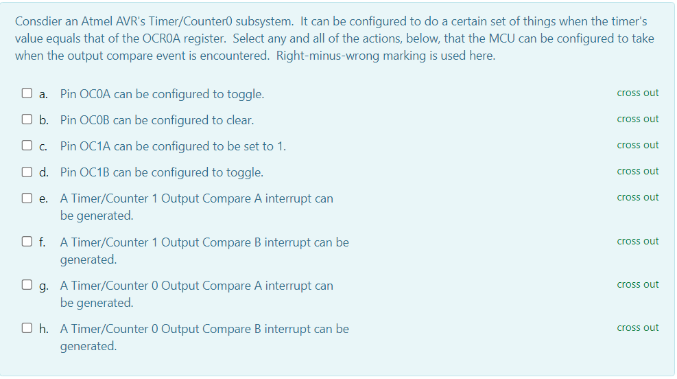 Solved Consdier an Atmel AVR's Timer/Countero subsystem. It | Chegg.com