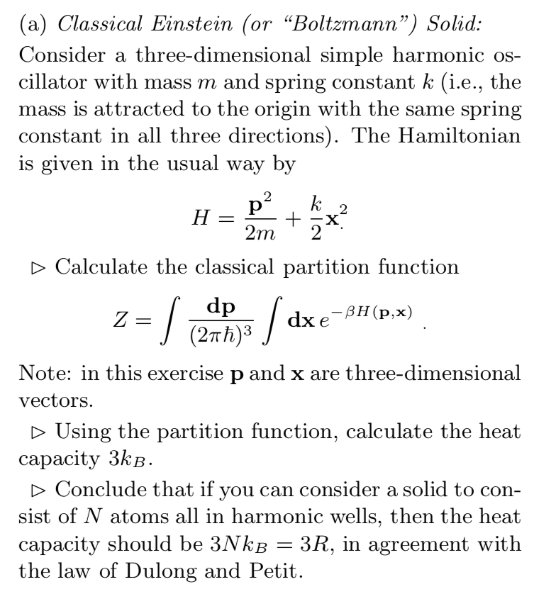 Solved (a) Classical Einstein (or “Boltzmann") Solid: | Chegg.com