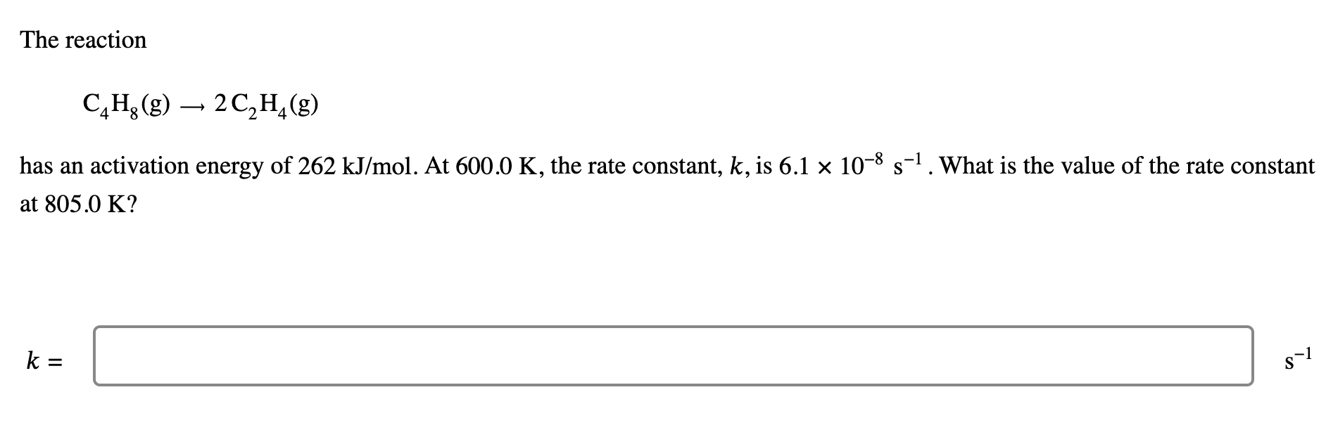 Solved The reaction \\[ \\mathrm{C}_{4} | Chegg.com