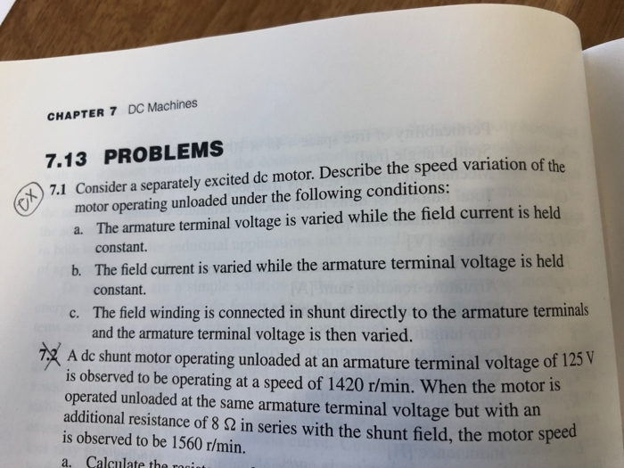 Solved CHAPTER 7 DC Machines 7.13 PROBLEMS 7.1 Consider a | Chegg.com