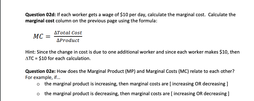 Solved Fill in the marginal product column using Units of | Chegg.com