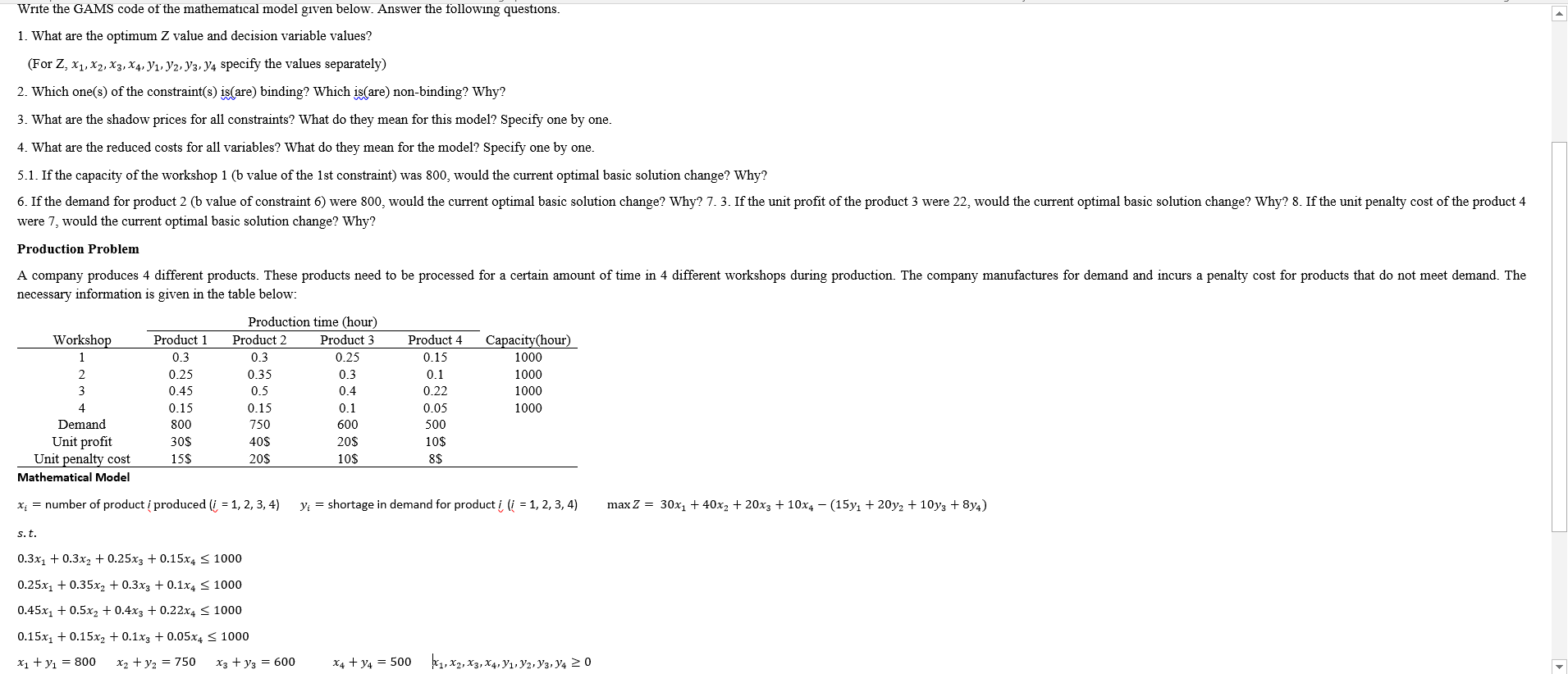 Write the GAMS code of the mathematical model given | Chegg.com