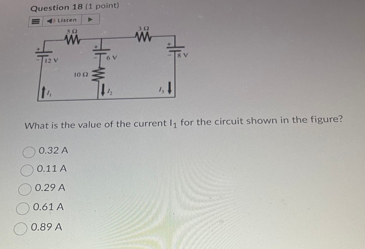 Solved What is the value of the current I1 for the circuit | Chegg.com