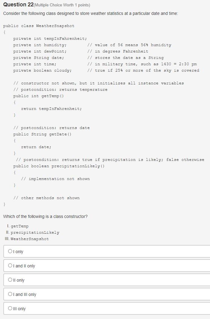 Solved Question 22(Multiple Choice Worth 1 points) Consider | Chegg.com