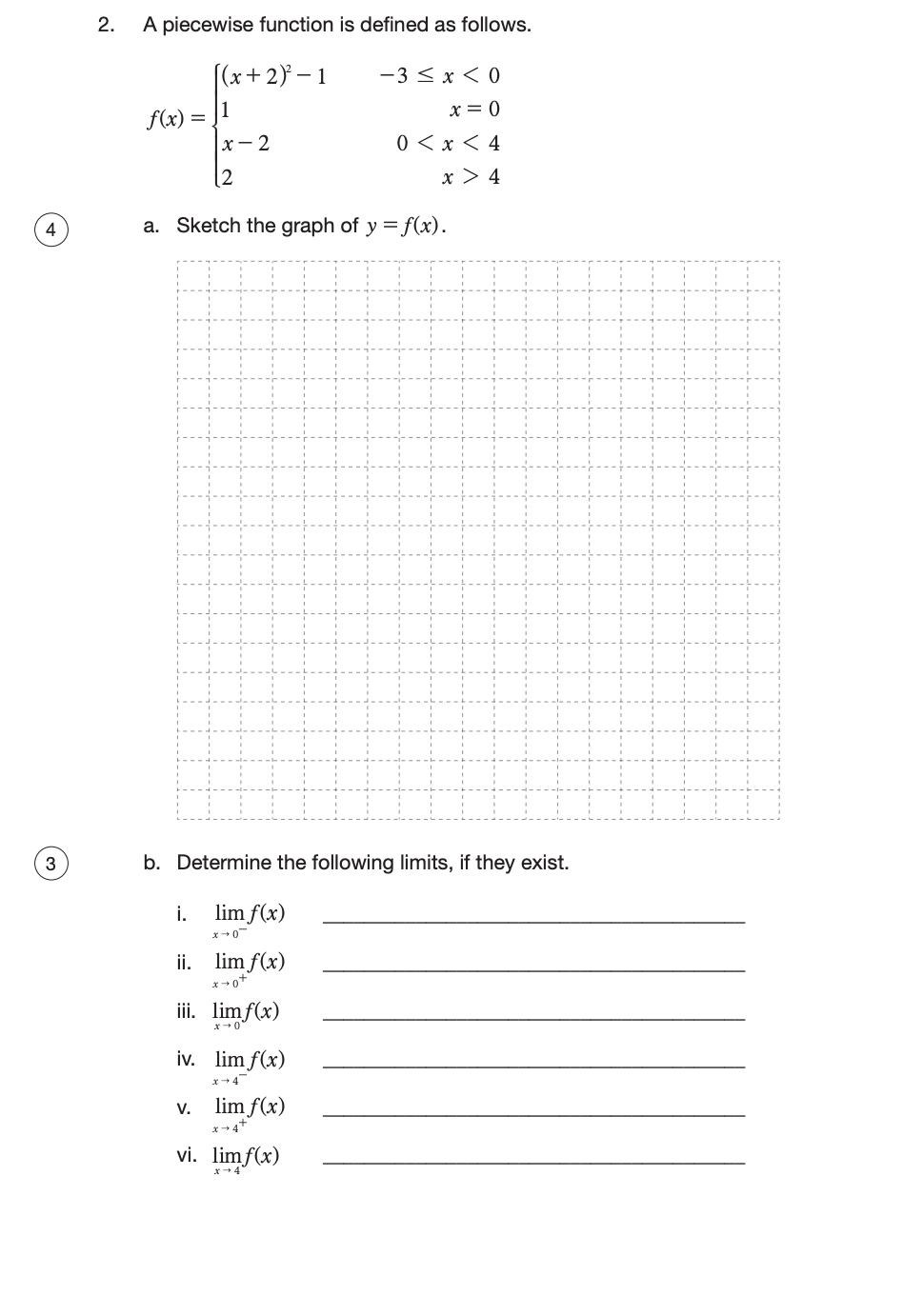 Solved 2. A piecewise function is defined as follows. | Chegg.com
