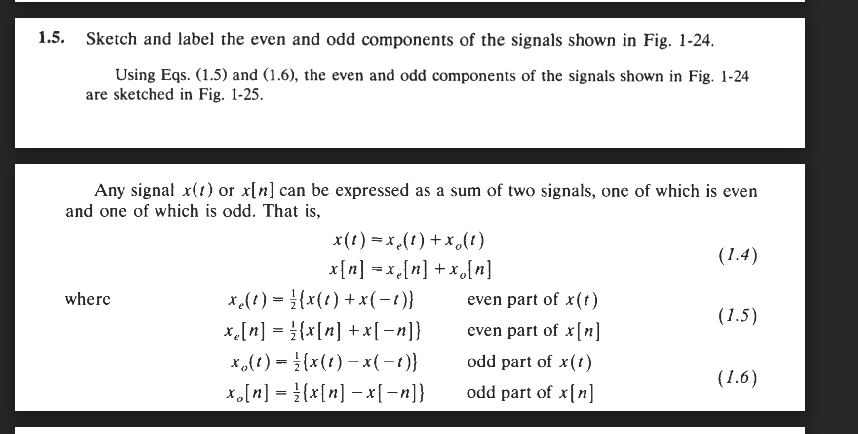Solved 1.5. Sketch and label the even and odd components of | Chegg.com