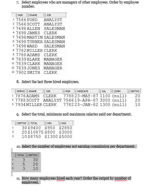 Solved 1. Select all employees in salary grade 2. EMPNO | Chegg.com
