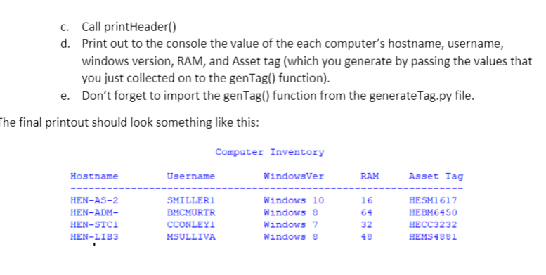 Solved 1. Create a module named inventory.py. In this | Chegg.com