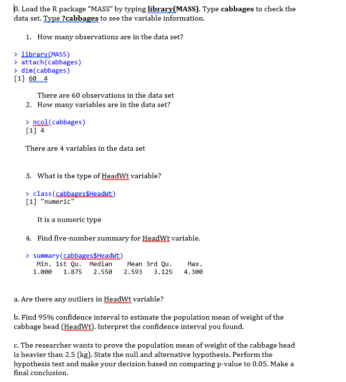 Solved 1. Load the R package “MASS” by typing library(MASS). | Chegg.com