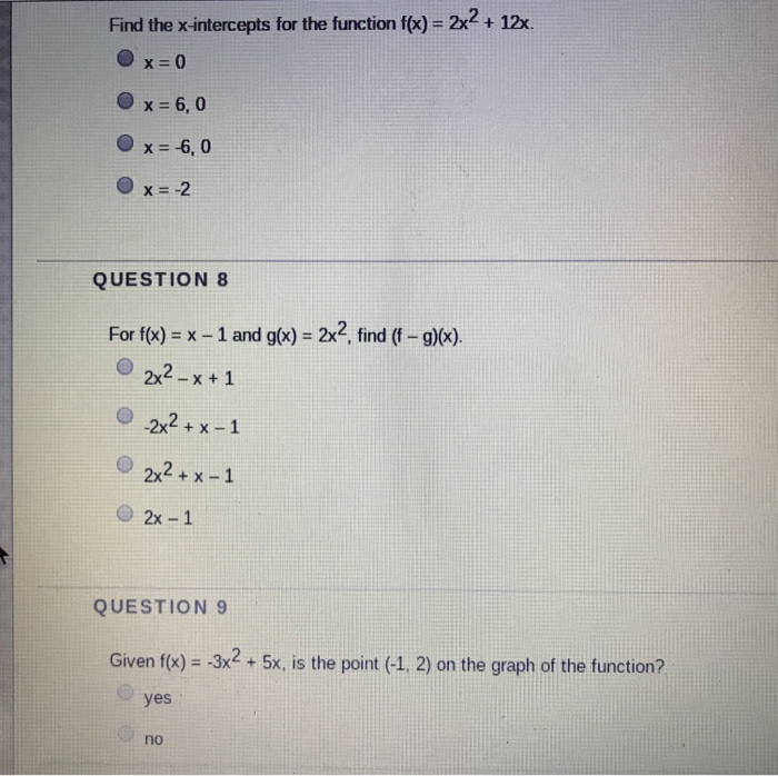 Solved Find the x-intercepts for the function f(x) = 2x2 + | Chegg.com
