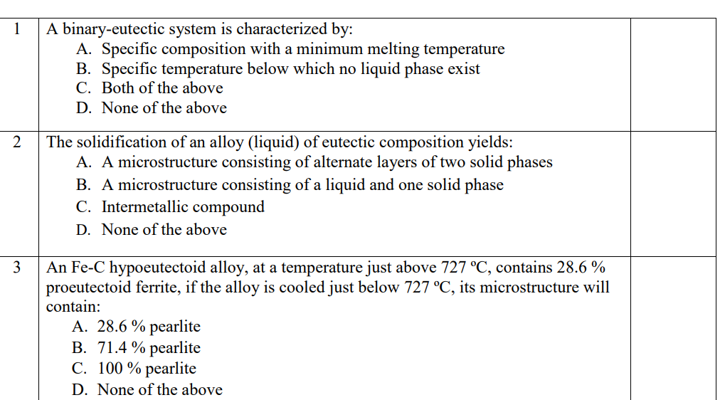 Solved 1 A binary-eutectic system is characterized by: A. | Chegg.com