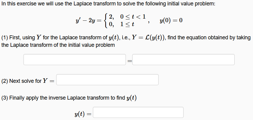 Solved In this exercise we will use the Laplace transform to | Chegg.com