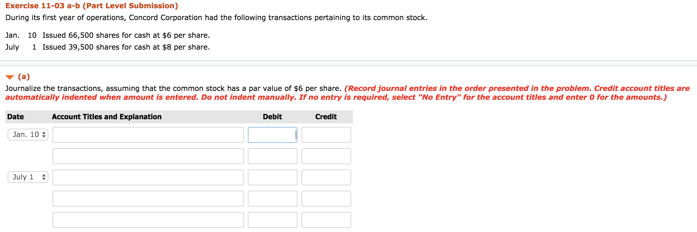 Solved Exercise 11-03 a-b (Part Level Submission) During its | Chegg.com