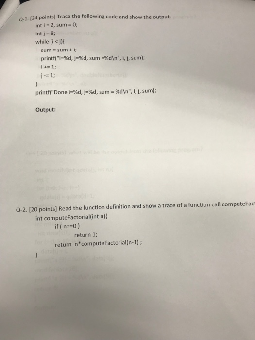 Solved Q-1. 124 points] Trace the following code and show | Chegg.com