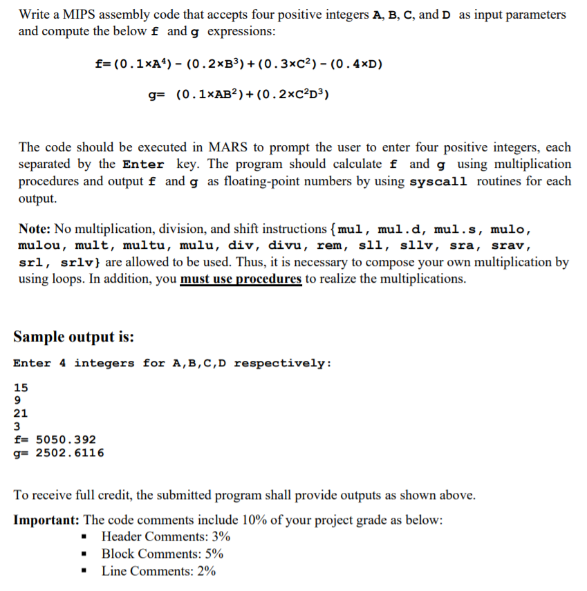 Write a MIPS assembly code that accepts four positive | Chegg.com