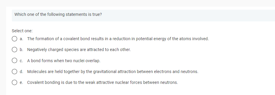 Solved Which one of the following statements is true? Select | Chegg.com