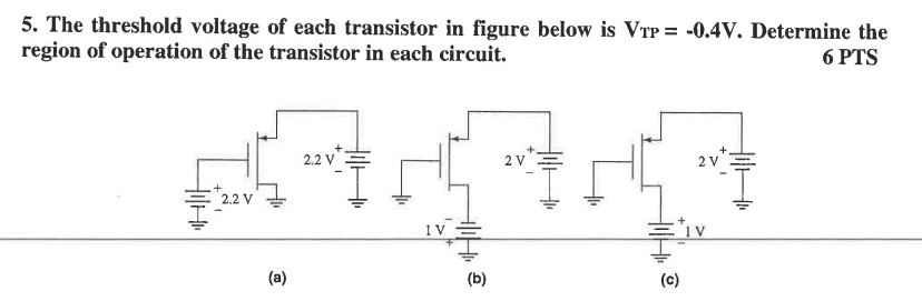 Solved 5. The threshold voltage of each transistor in figure | Chegg.com