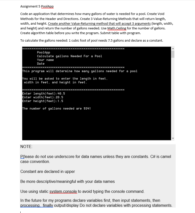 Solved Assignment 5 PoolApp Code an application that | Chegg.com