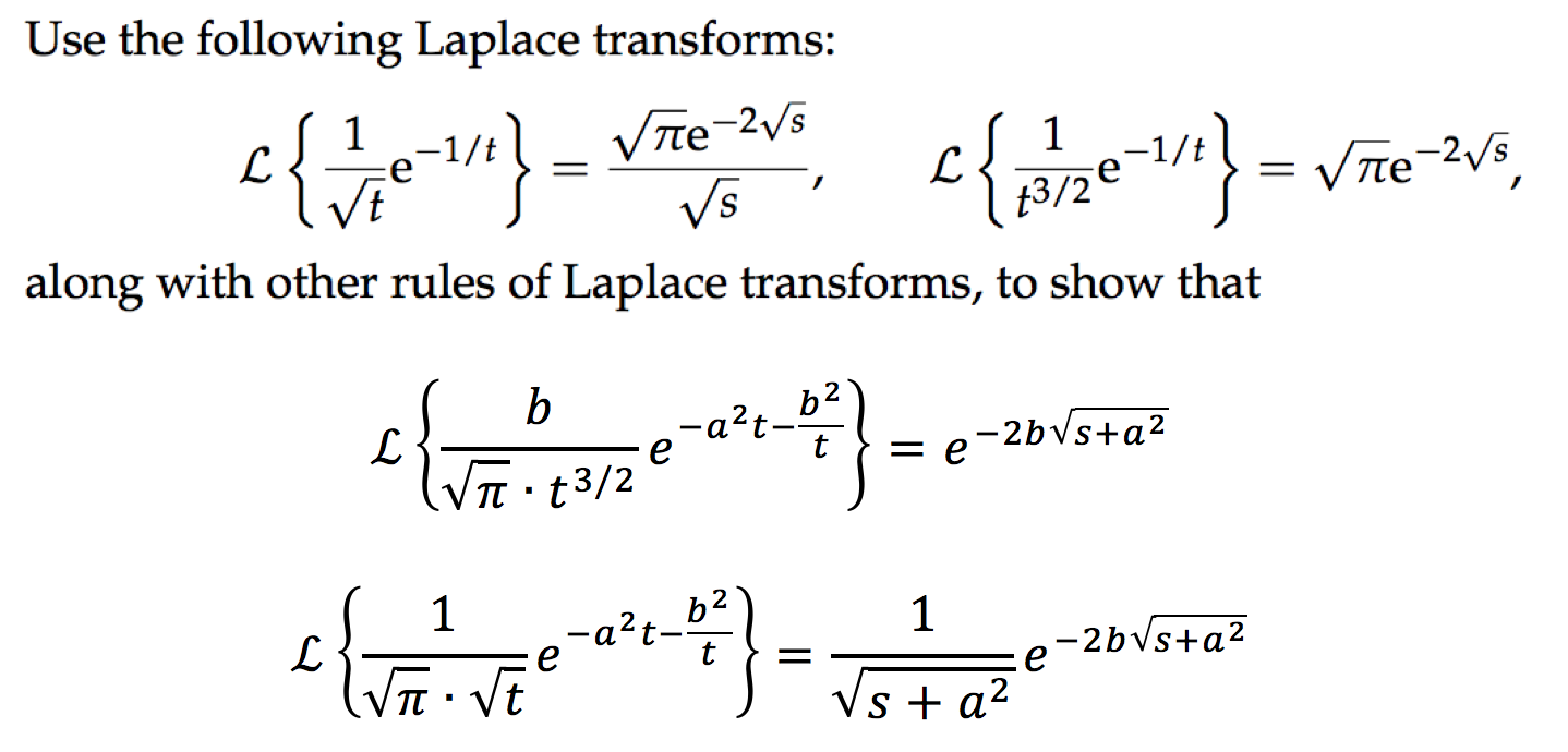 Solved Use the following Laplace transforms: 1 c{1-11- | Chegg.com