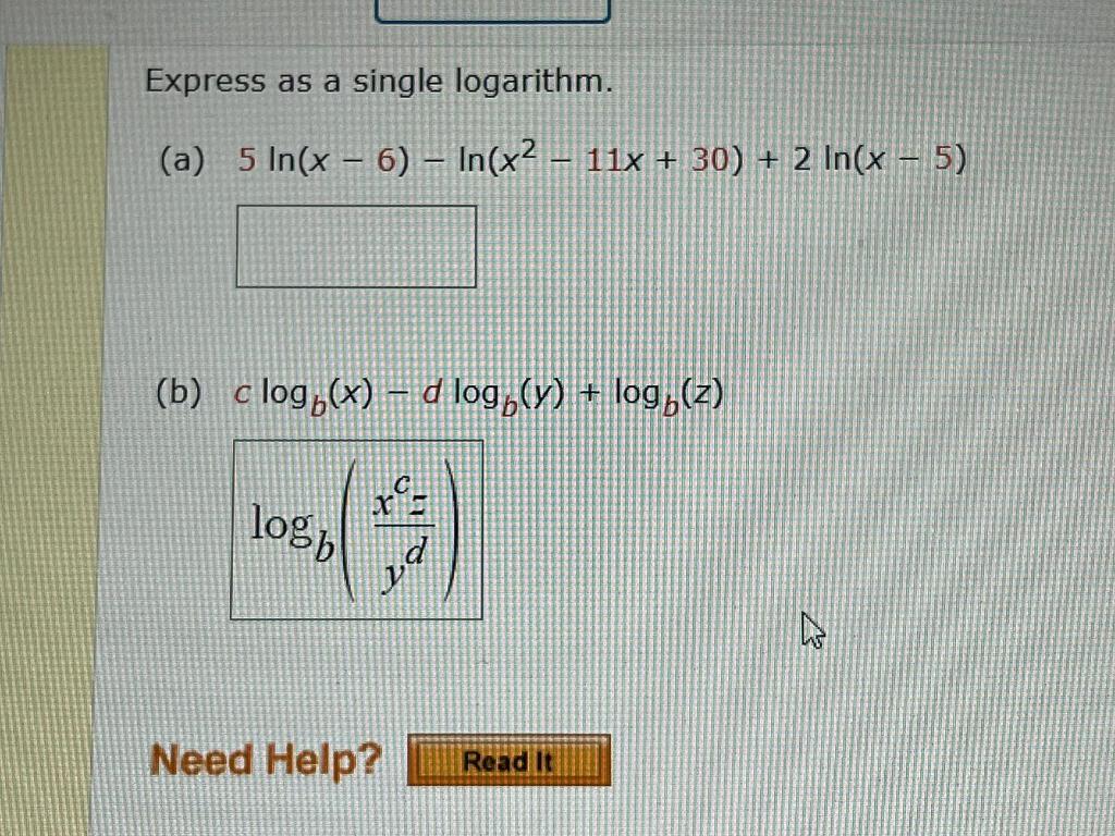 Solved Express as a single logarithm. (a) | Chegg.com
