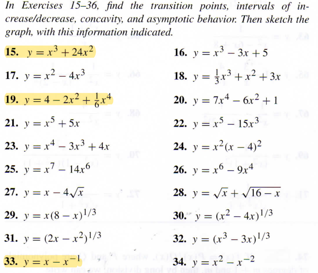 Solved In Exercises 15–36, find the transition points, | Chegg.com