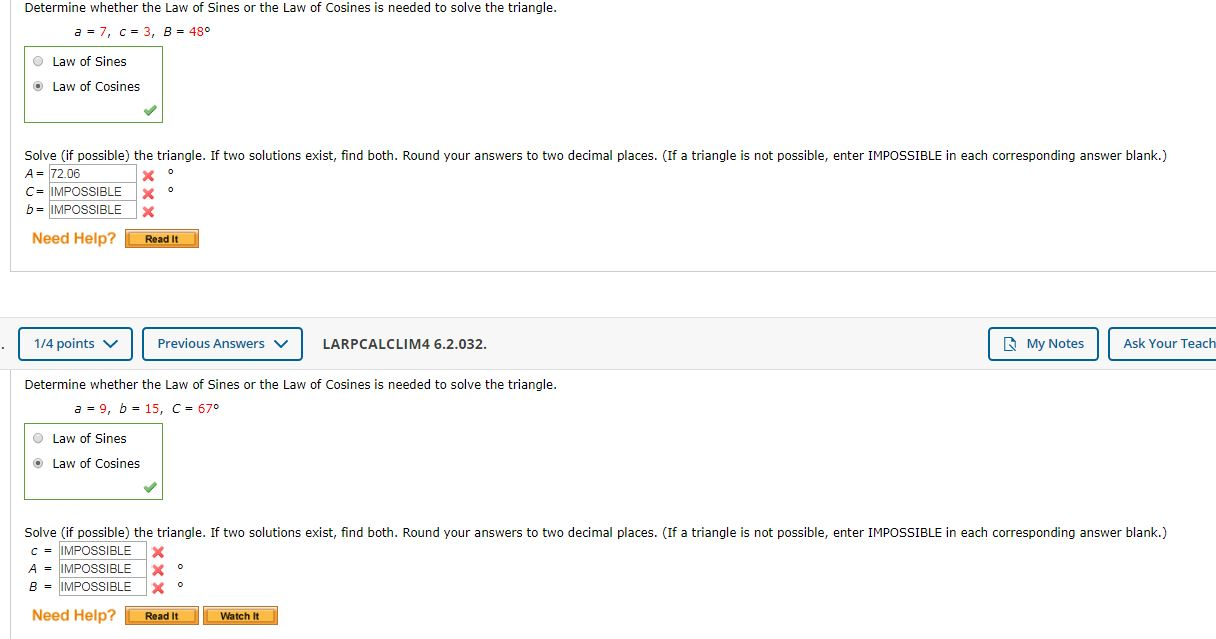 Solved Use the Law of Cosines to solve the triangle. Round | Chegg.com